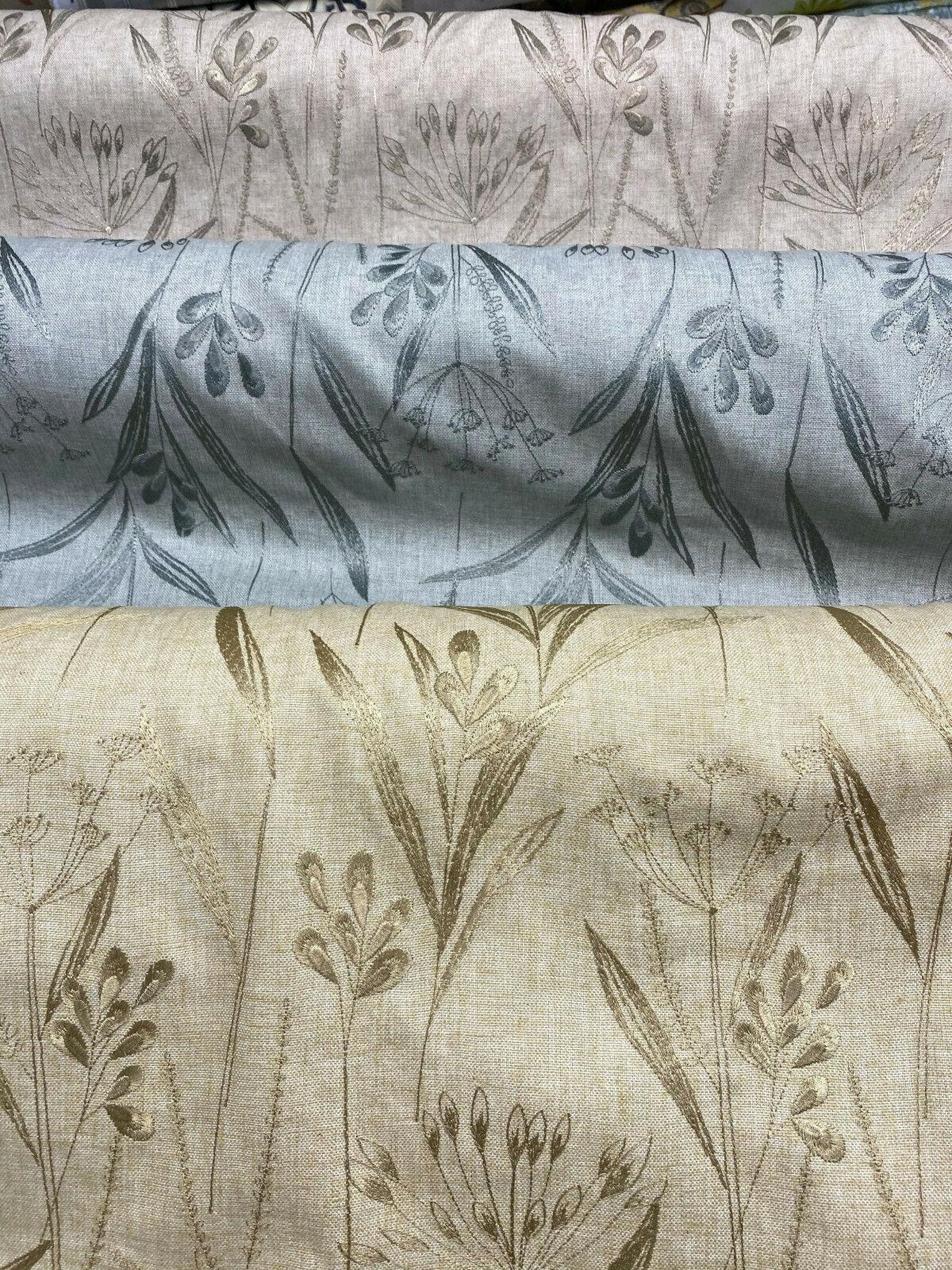 Lau Linen Flax Embroidered Floral Swavelle Fabric by the Yard - Etsy