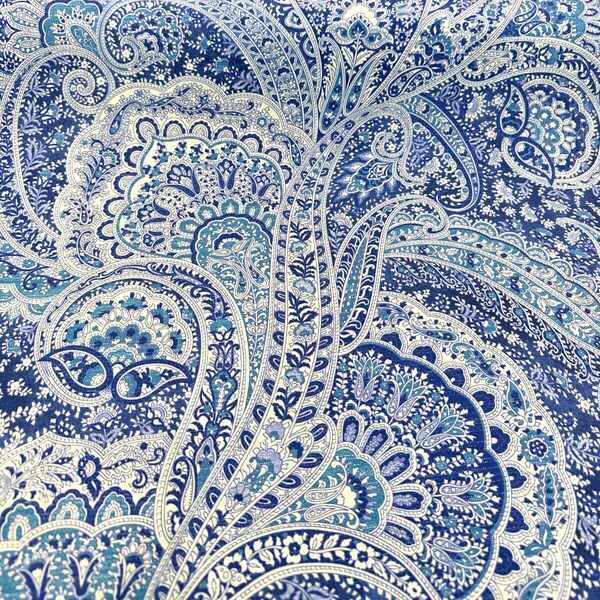 Navy Blue Paisley Fabric - Etsy