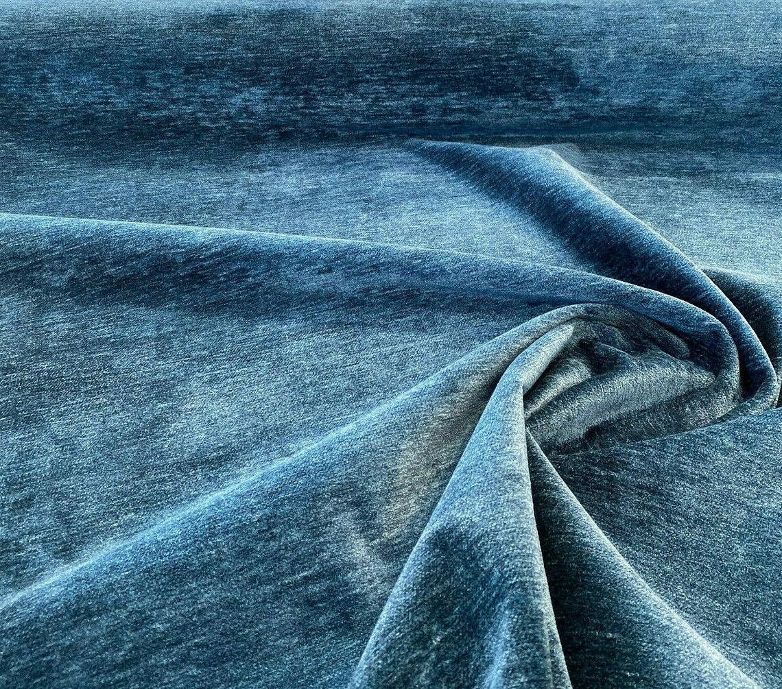 Lush Upholstery Blue Sapphire Soft Chenille Fabric by the Yard - Etsy