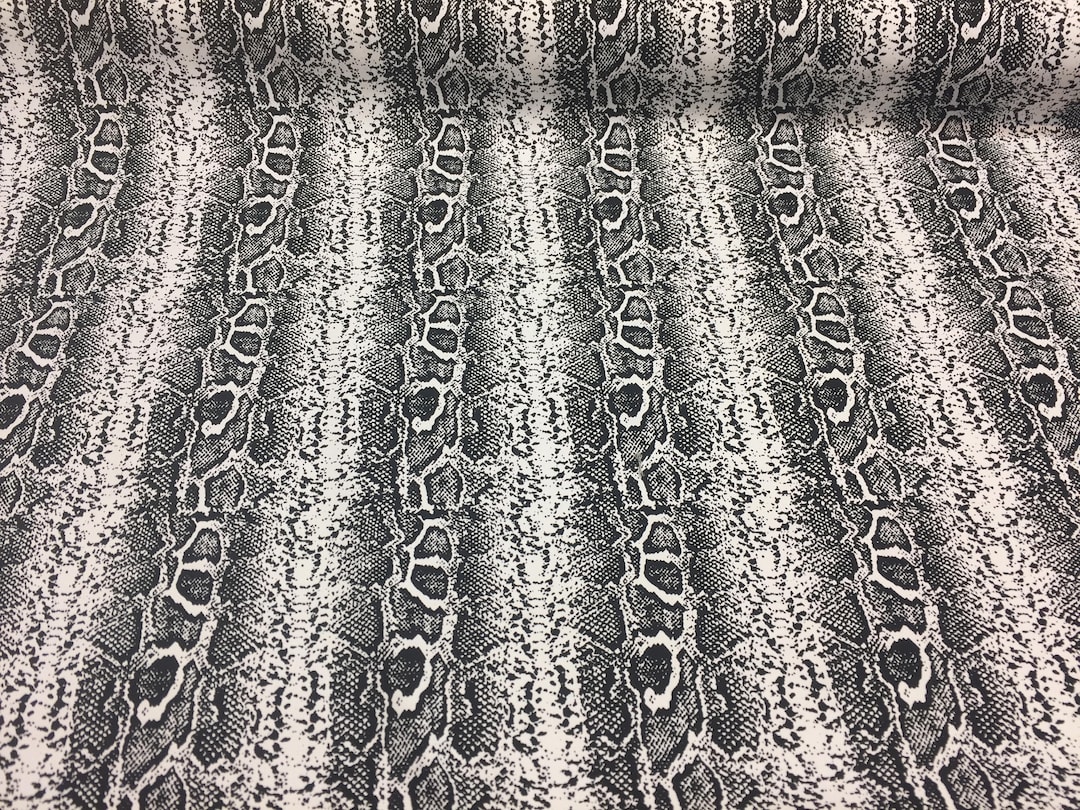 Black White Snake Skin Design Cotton Spandex Fabric by the Yard - Etsy