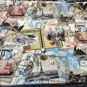 Travel Eiffel Tower Taj Mahal Sydney Drapery Upholstery Fabric by the ...