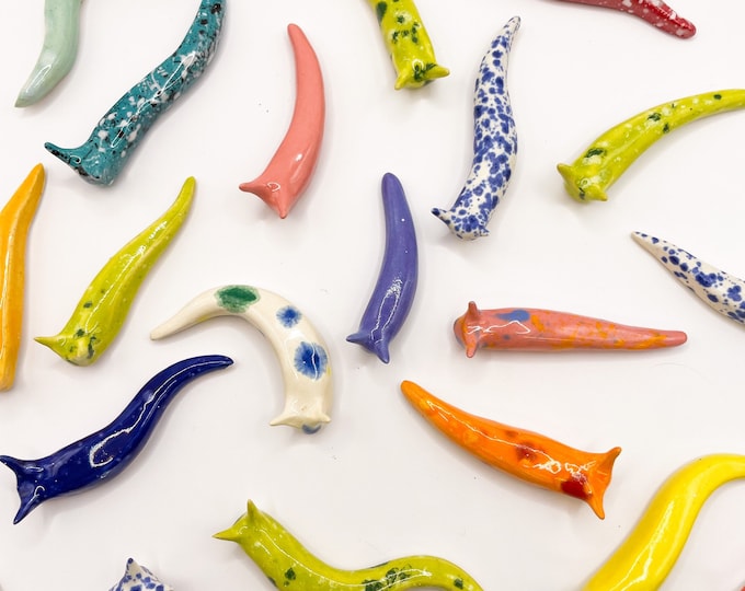 SET OF 3 Ceramic Slugs, Plant Buddies, Handmade Pack of 3 Slugs ...
