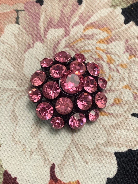 Large Pink Rhinestones Brooch - Gem