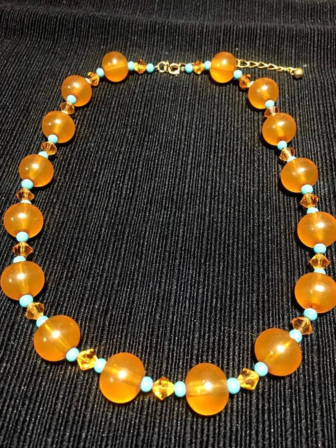 Butterscotch Lucite Beads and Crystals Necklace - Etsy