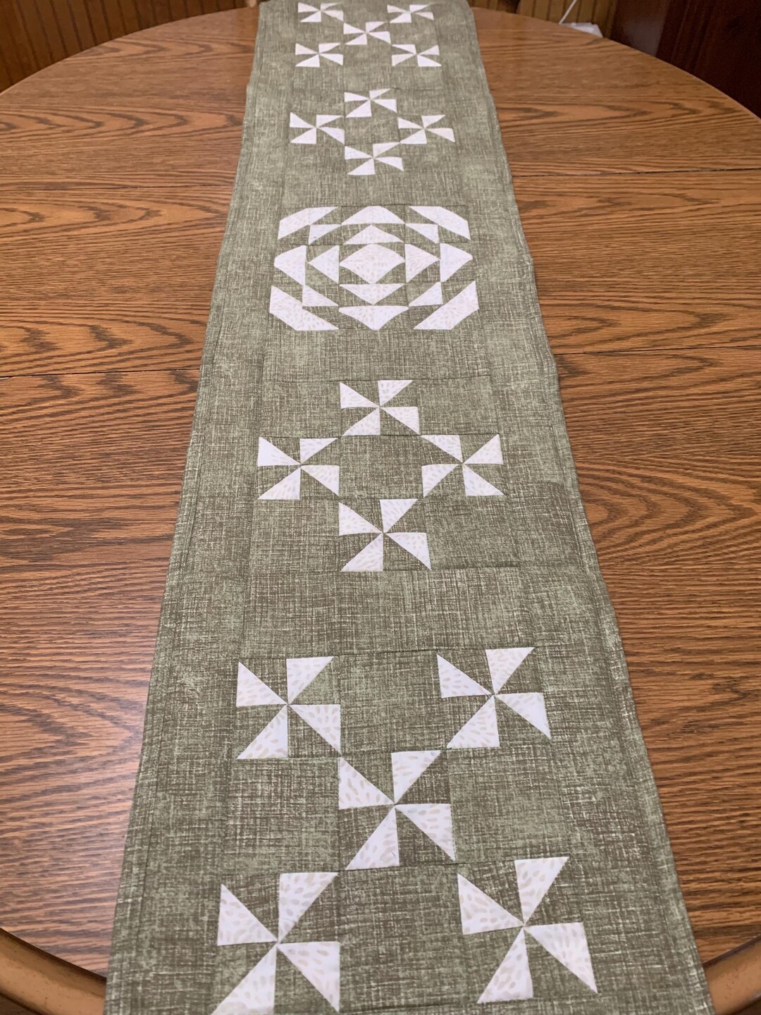 Sage Green Windmill Hand Quilted Pattern Table Runner - Etsy