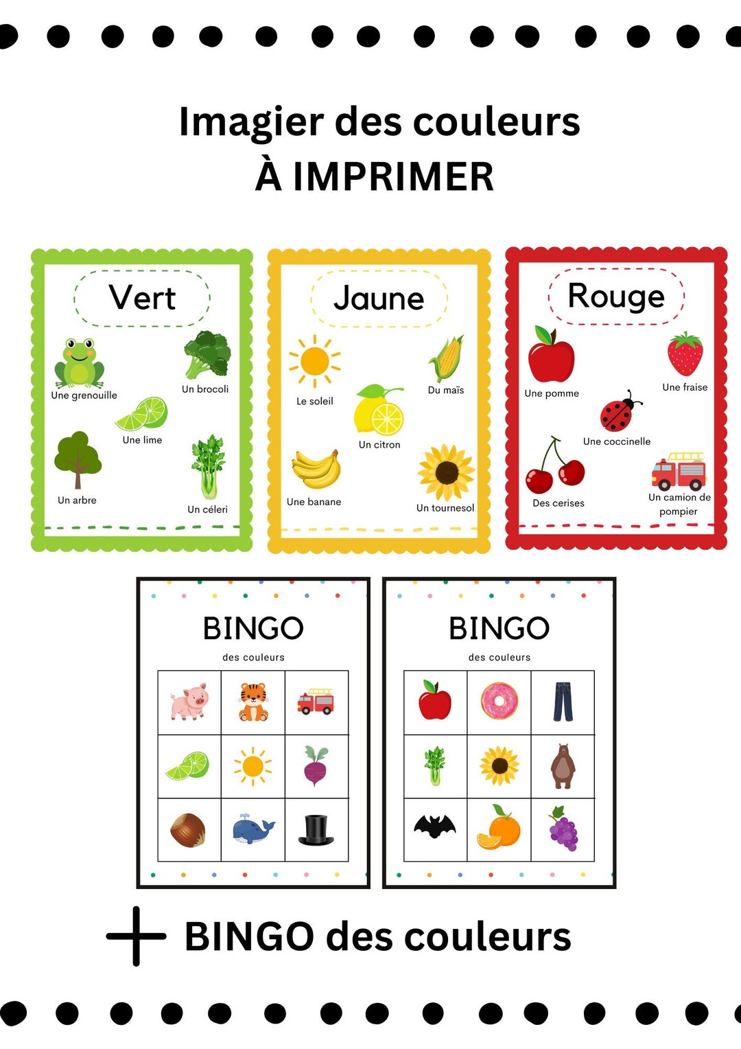 Picture Color Bingo TO PRINT - Etsy