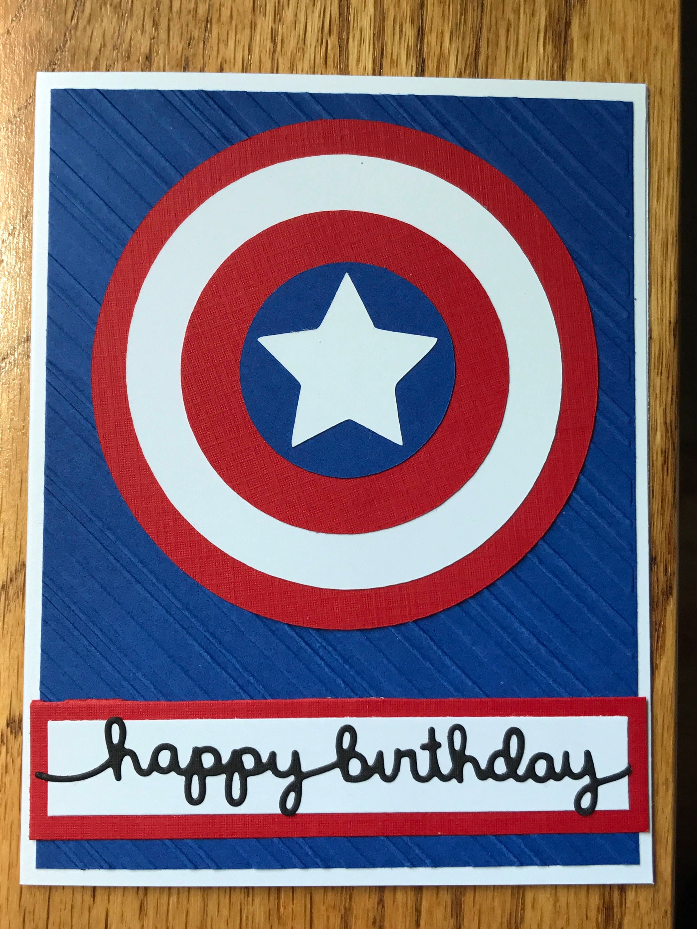 Happy Birthday Card-captain America Themed Card-superhero Birthday Card ...