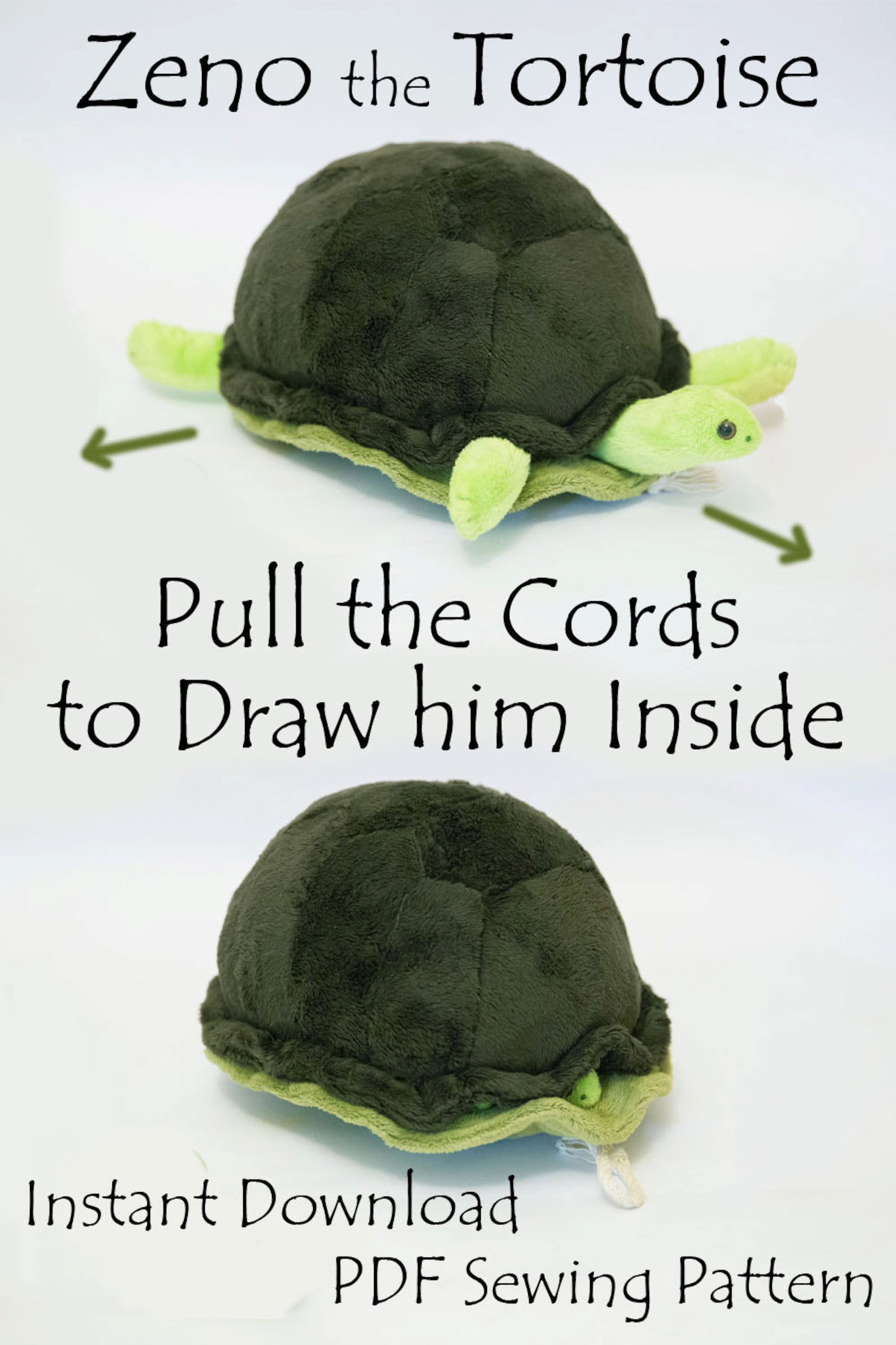 Turtle Softie PDF Sewing Pattern- Interactive Soft Toy That Goes in and ...
