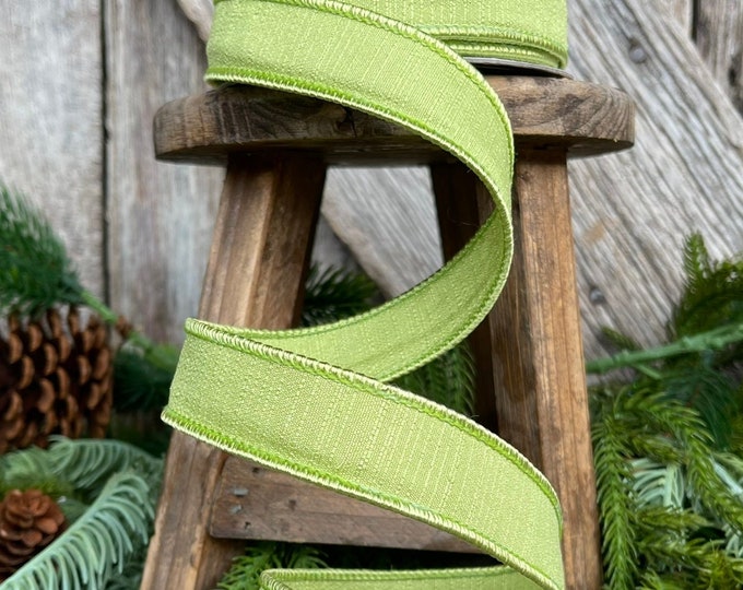 1" Lime Green Ribbon, Farrisilk Shabby Silk, 1 Inch Ribbon, Green ...