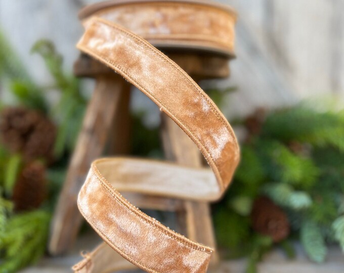 1" Almond Beige Silky Velvet, Farrisilk Velvet, Designer Ribbon ...