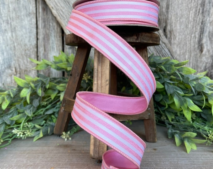 1 Pink Newport Stripes Ribbon, Farrisilk Ribbon, Pink Stripe Ribbon ...