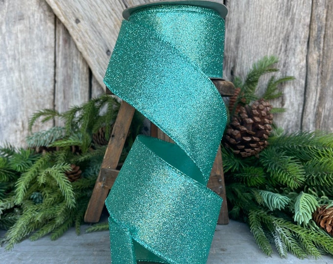2.5" Teal Blue Diamond Dust Ribbon, Farrisilk Ribbon, Teal Ribbon ...