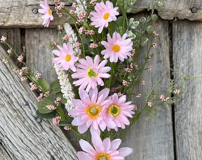 27" Pink Daisy Spray, Pink Floral Spray, Artificial Daisy Spray, Floral ...