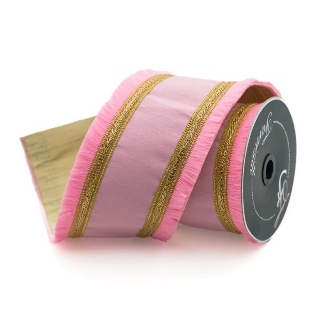 4 Light Pink Festival Fringe Ribbon, Light Pink Christmas Ribbon ...