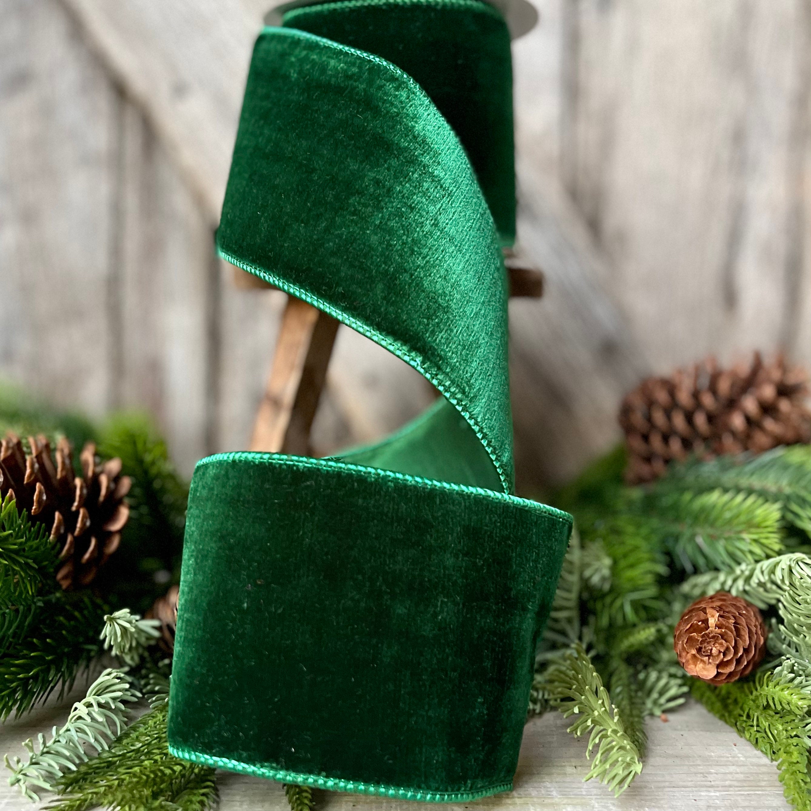 4 Emerald Velvet, Christmas Tree Ribbon, Green Velvet Ribbon, Dark ...