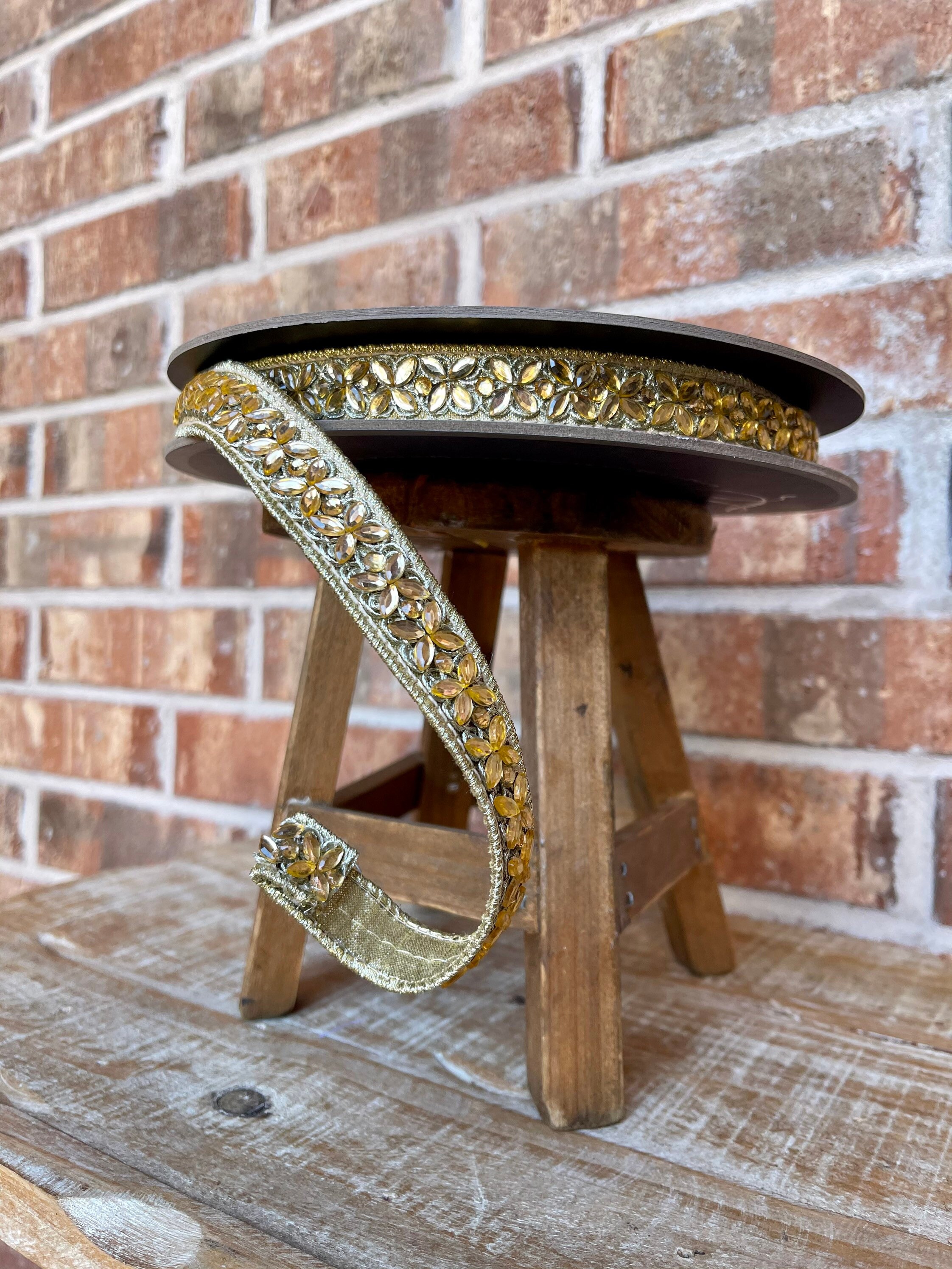 D Stevens ribbon, jeweled ribbon, white ribbon, 4 inch ribbon, luxury ...