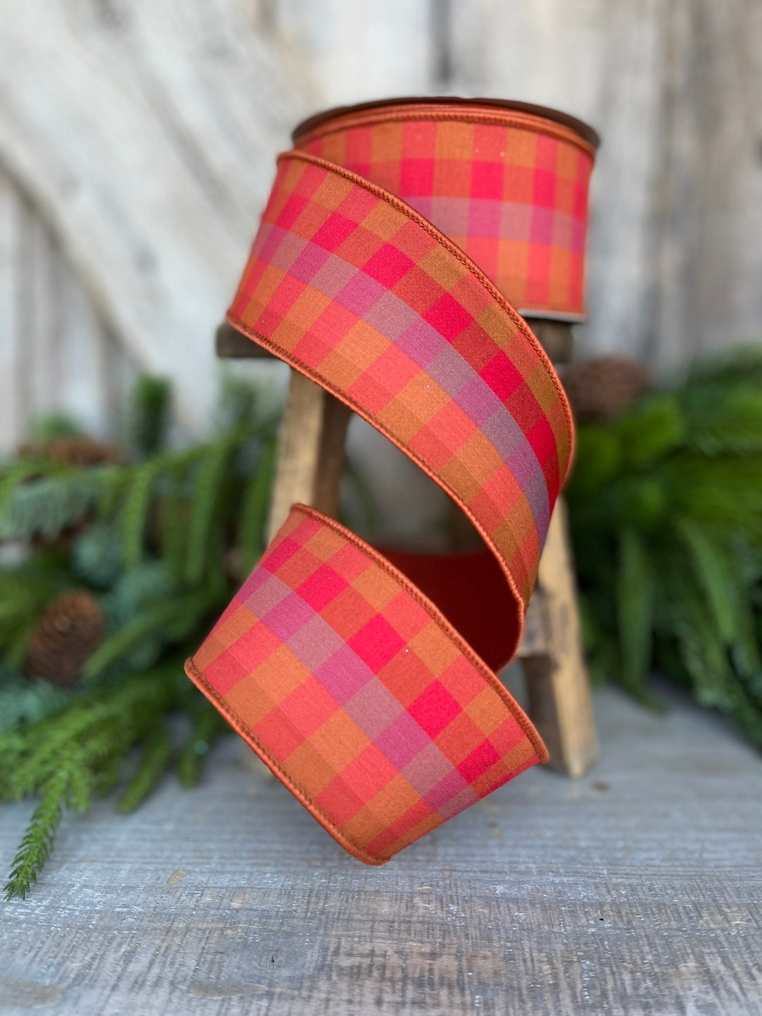 2.5" Fall Plaid Ribbon, Farisilk Ribbon, Designer Ribbon, Harvest Plaid ...