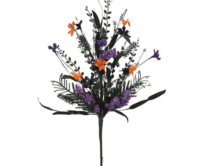 24" Halloween Spray, 60919, Purple Mixed Leaf Spray, Halloween Greenery ...