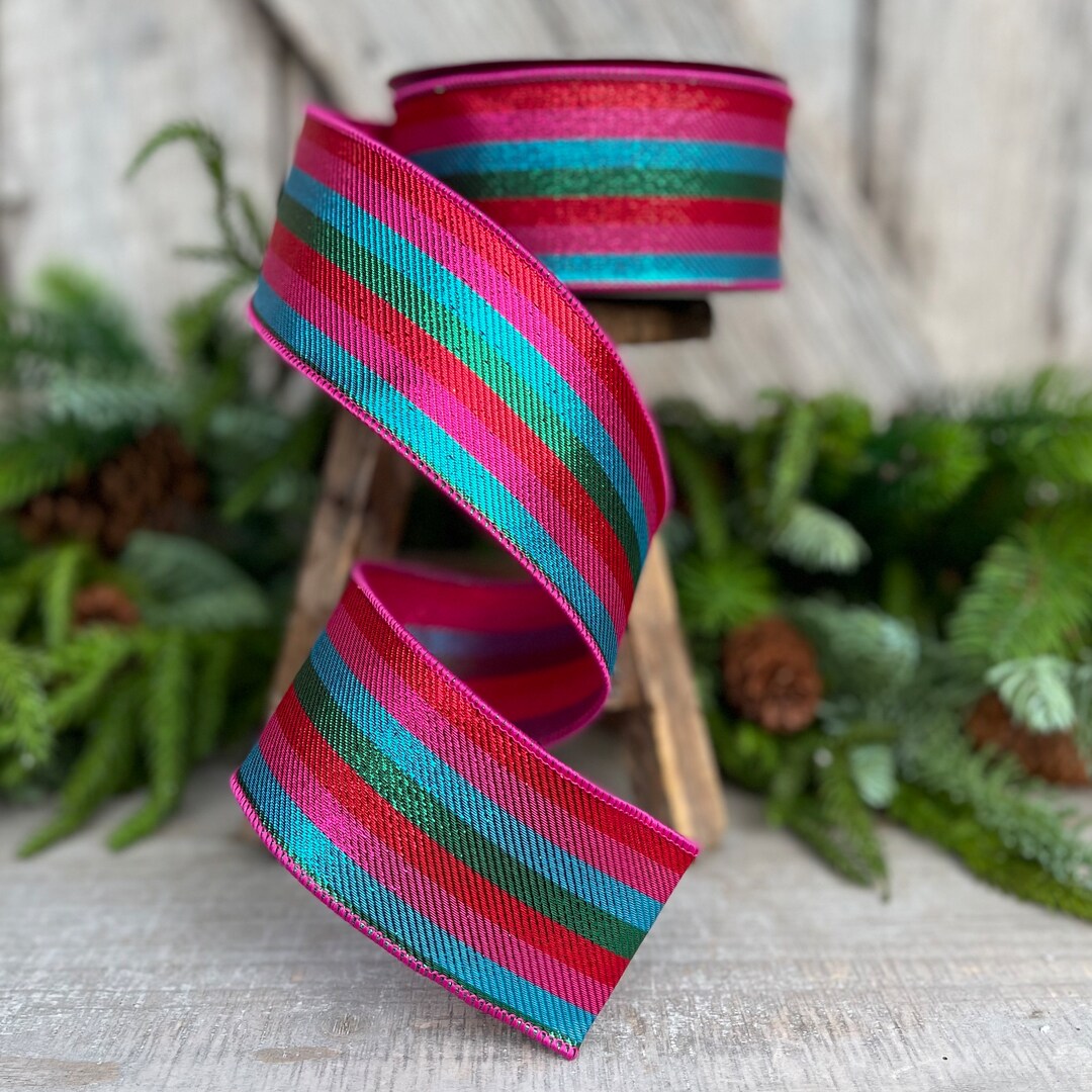 2.5" Candy Stripe Ribbon, Farrisilk Ribbon, Hot Pink Stripe Ribbon ...