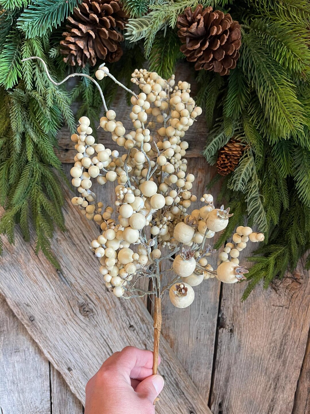 16 Cream Berry Spray, Fall Berry Spray, Artificial Berry Spray ...