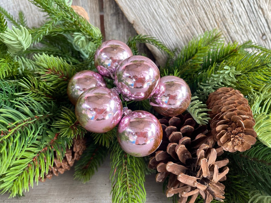 8" Pink Ornament Ball Pick, Pink Ball Pick, Ornament Pick, Wreath ...