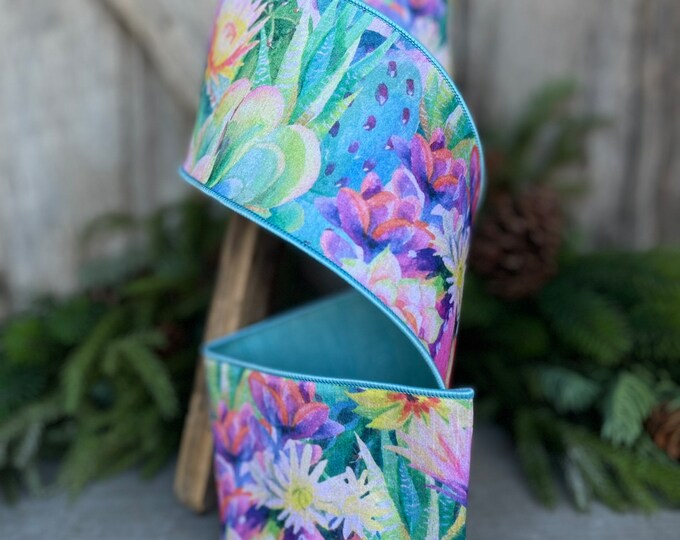 4" Cactus Ribbon, Summer Ribbon, Wired Ribbon, D Stevens Ribbon ...