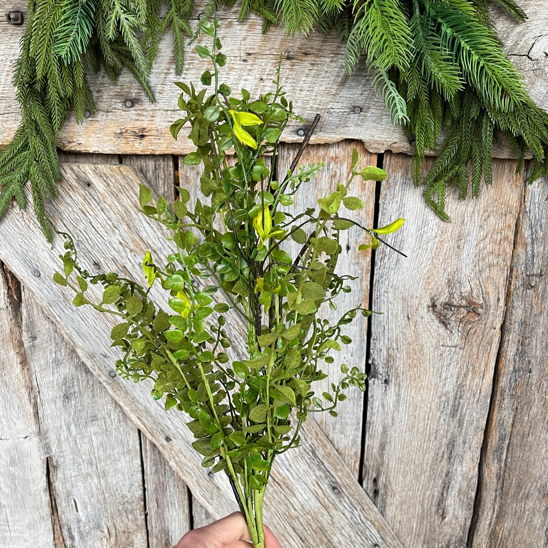28" Mixed Leaves Flocked Greenery Spray, Mossy Spray, Mossy Greenery ...