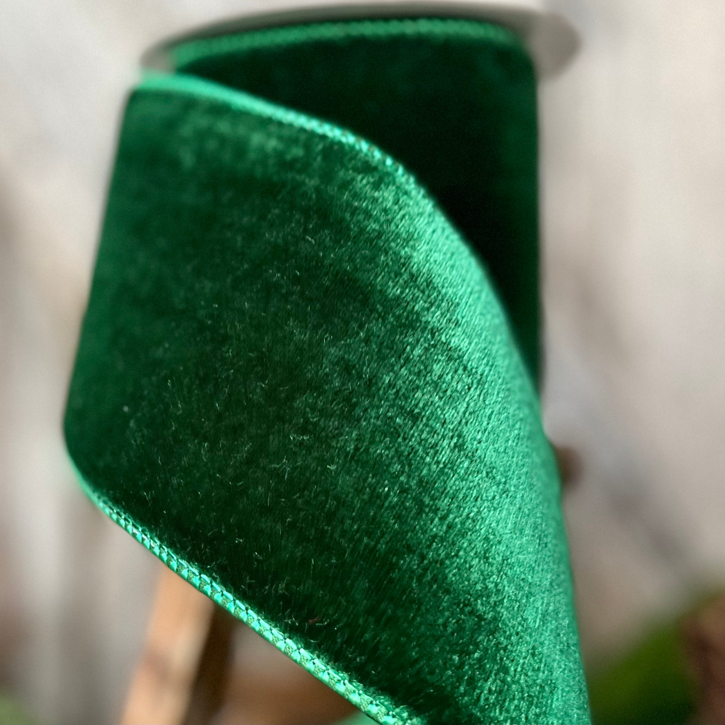 4 Emerald Velvet, Christmas Tree Ribbon, Green Velvet Ribbon, Dark ...