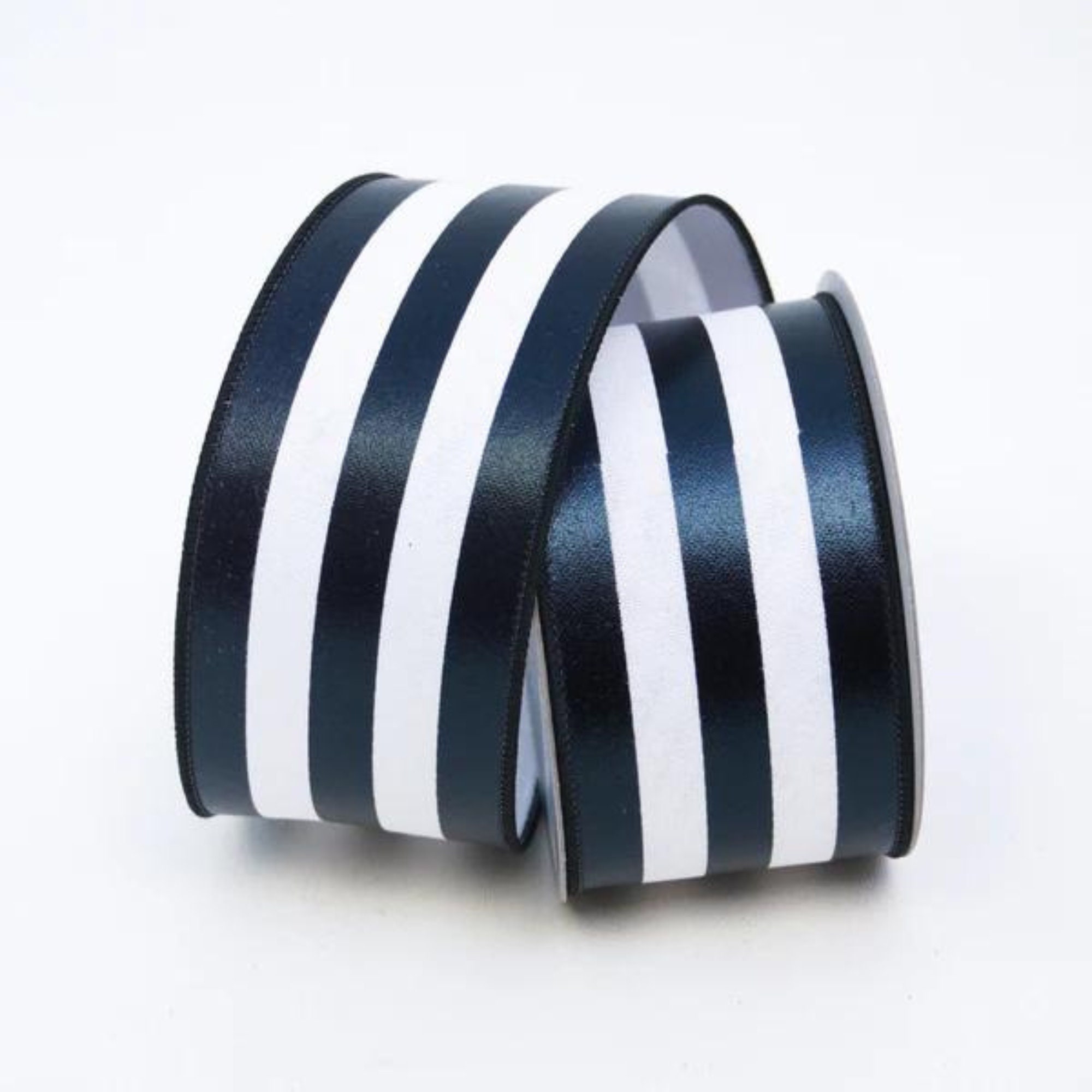 2.5 Black White Foil Stripe Ribbon, Farrisilk Ribbon, Wired RIbbon ...