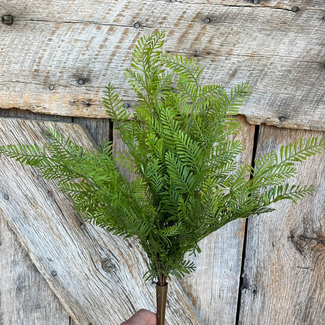 18" Real Touch Fern Bush Greenery, UV Protected Fern Bush, Greenery ...
