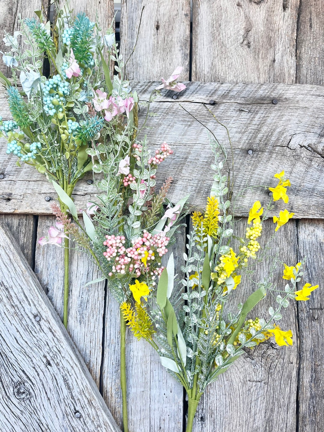 60919, 23" Pink Yellow Turqoise Lavender Floral Spray, Floral Filler ...