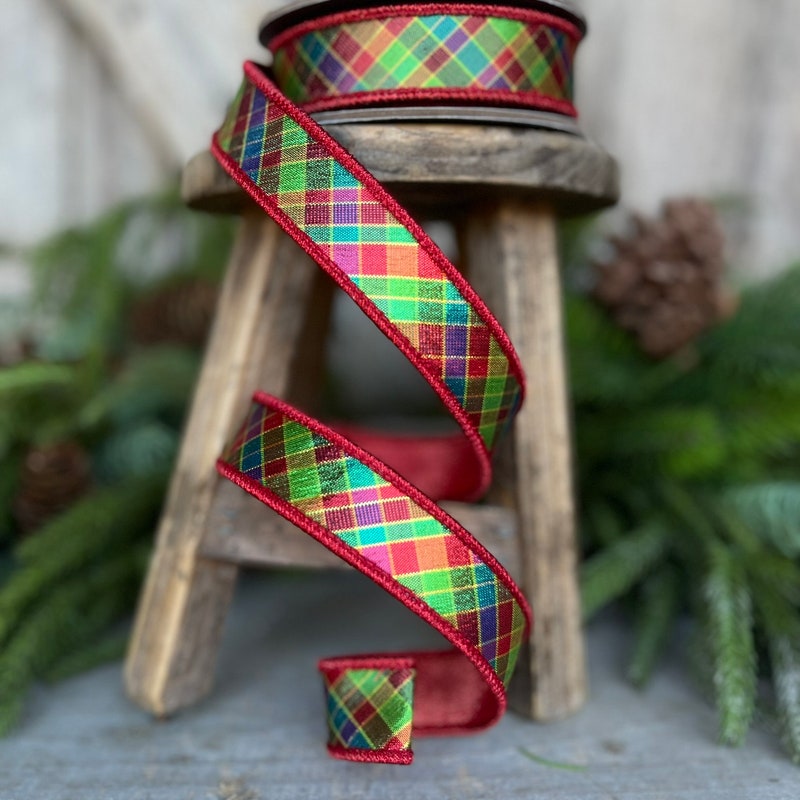 Red Plaid Ribbon - Etsy