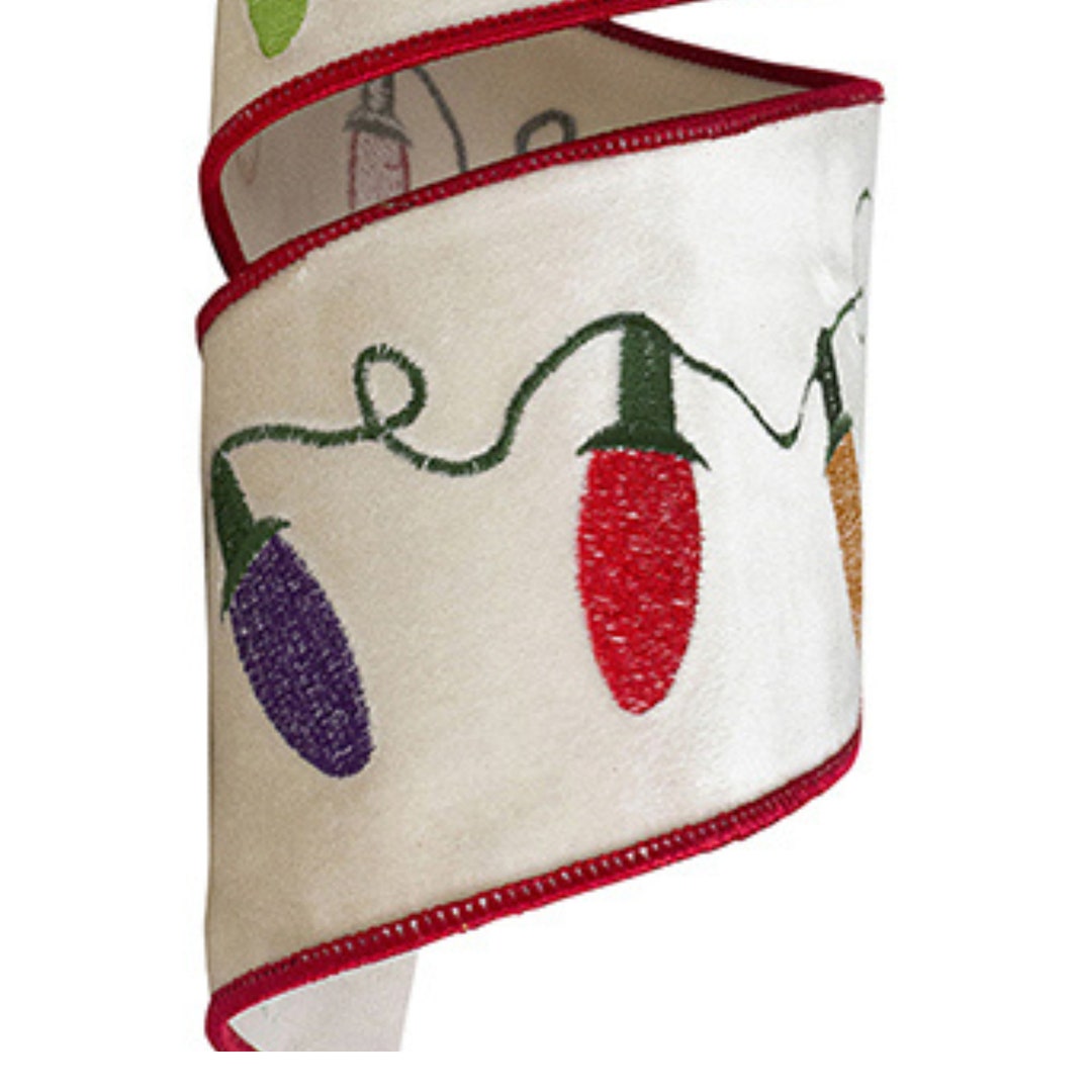 4" Christmas Light Bulb Ribbon, Christmas Lights Ribbon, Christmas ...