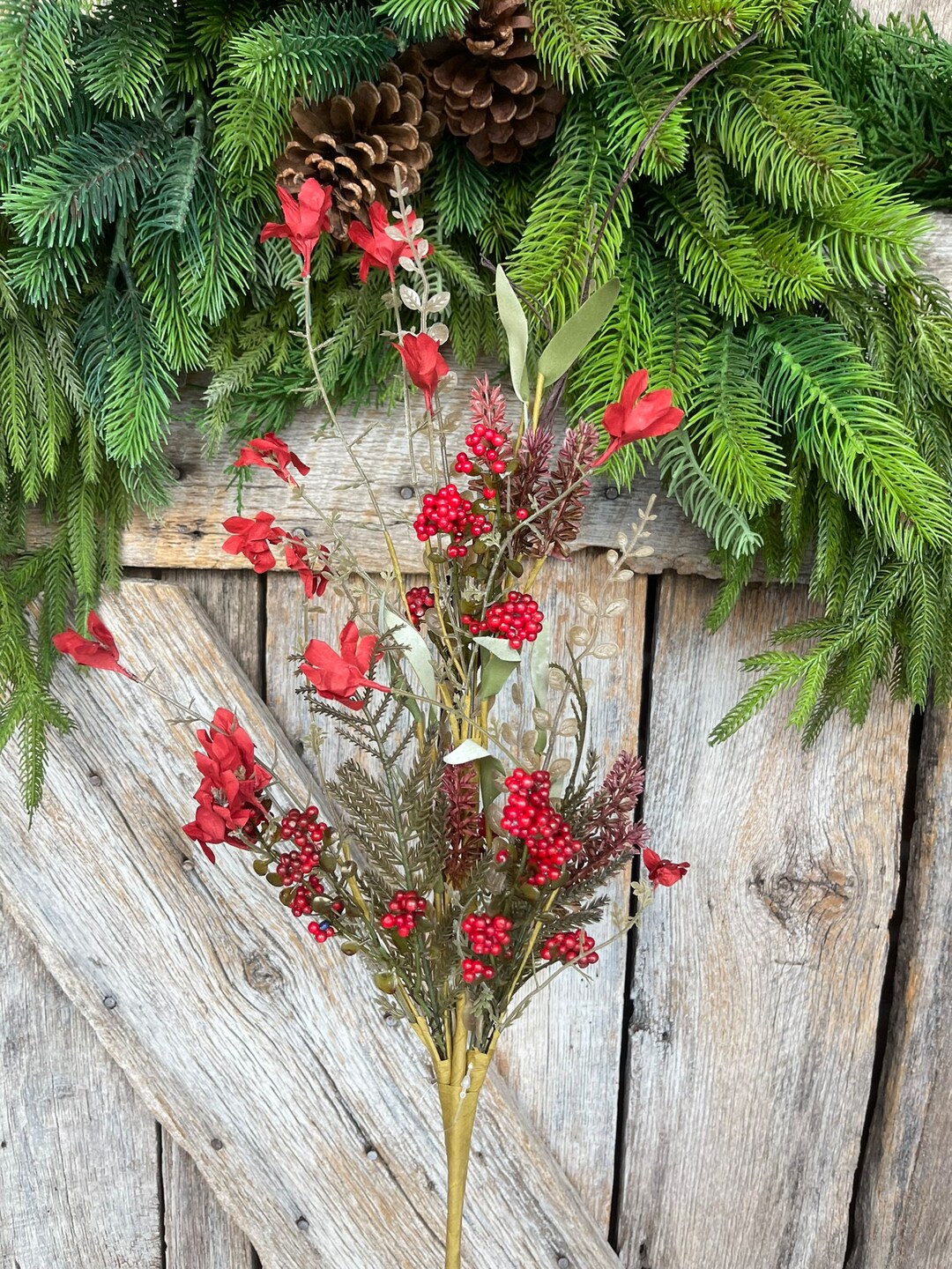 24" Red Fall Filler Bush, 60919, Fall 60919, Red Greenery Bush, Fall ...