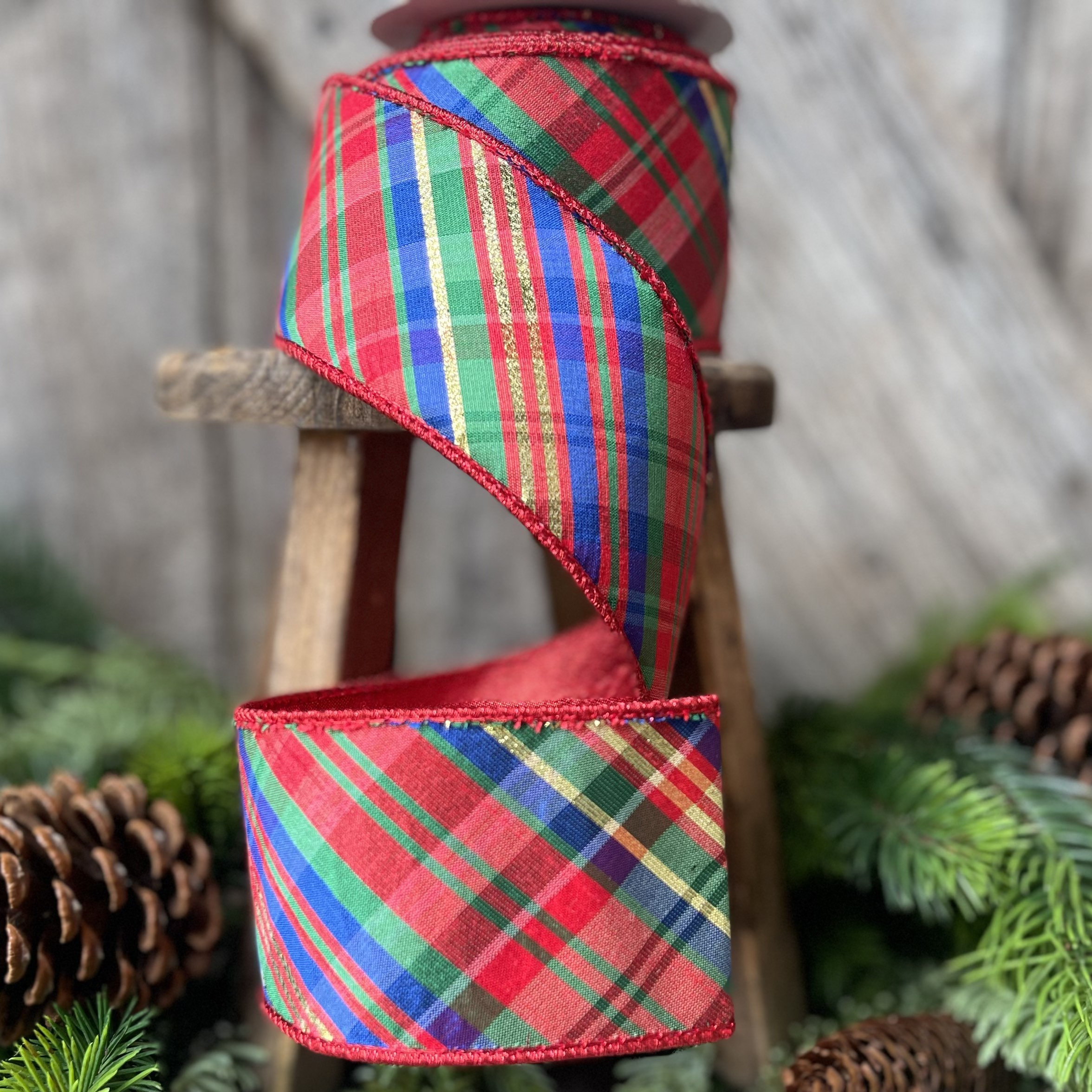 2.5 Chistmas Plaid ribbon, Nutcracker plaid ribbon, Christmas ribbon ...