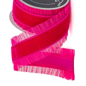3 Hot Pink Ruffle Ribbon, Farrisilk Ribbon, Pink Christmas Ribbon ...