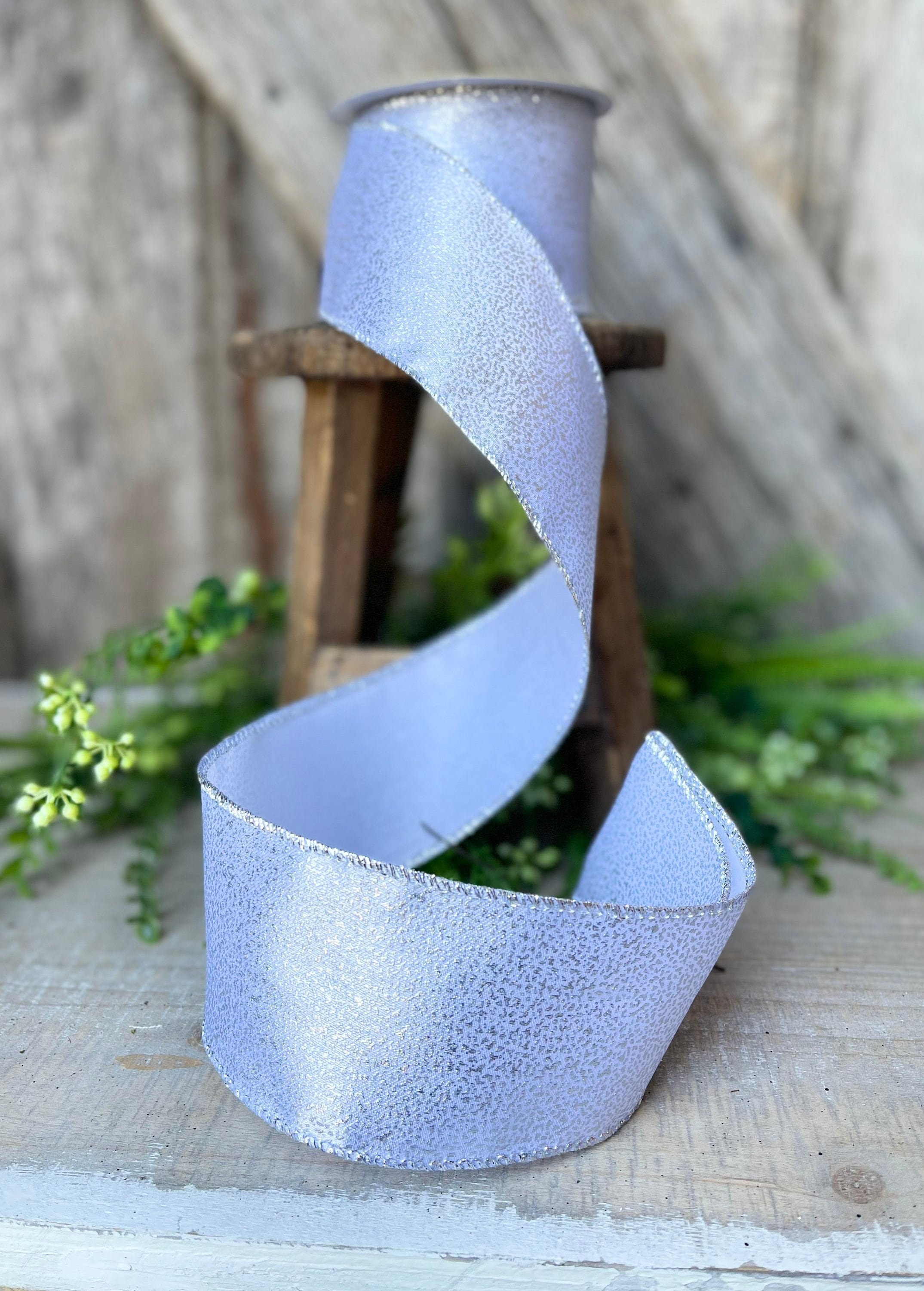 Silver ribbon, silver gold ribbon, metallic ribbon, wreath ribbon ...
