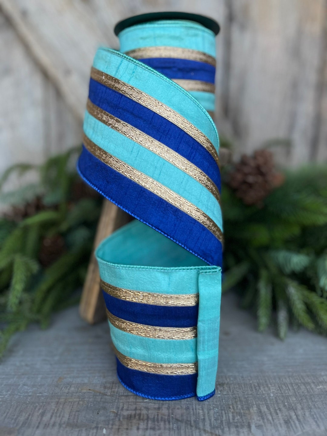 4" Royal Blue Shades Ribbon, Blue Designer Ribbon, Christmas Tree ...