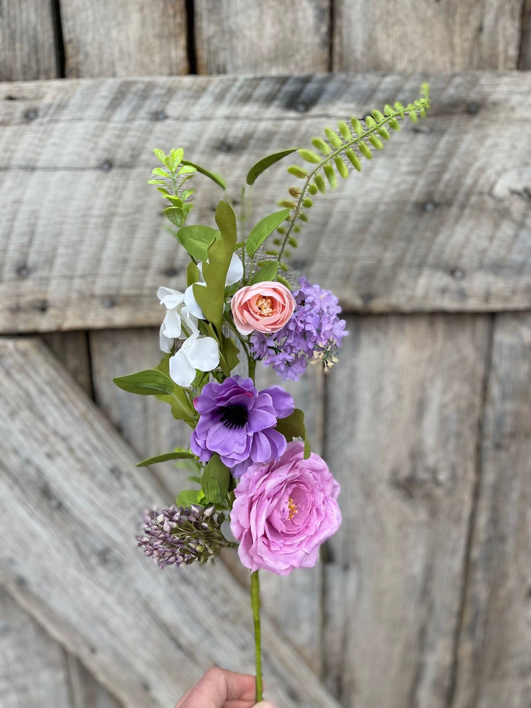 24" Purple Ranunculus Lilac Spray, Spring Bush, Pink Purple Floral ...