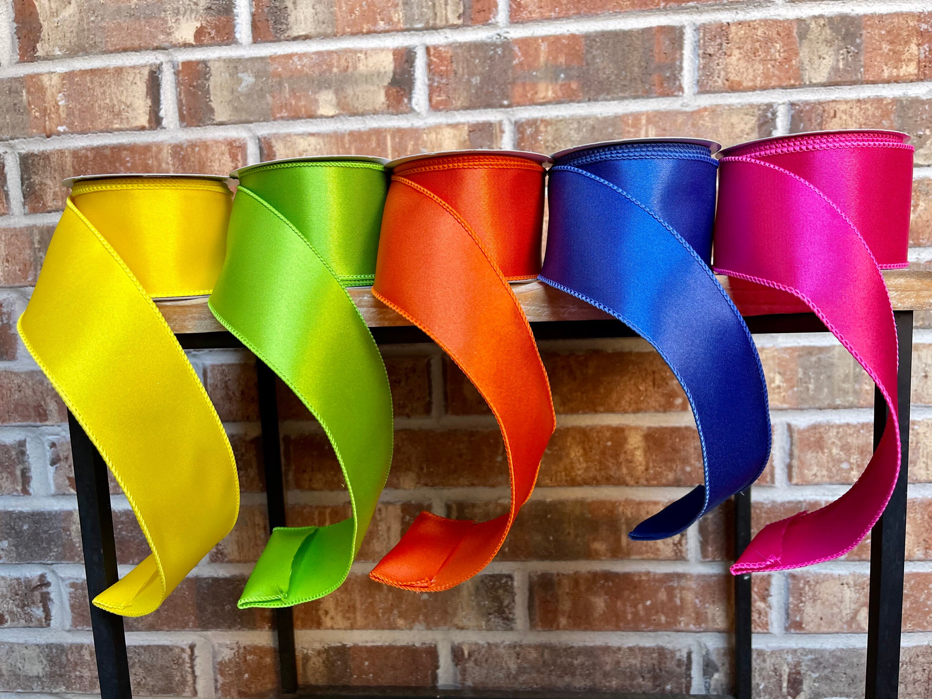 Wired ribbon, colorful ribbon, summer ribbon, 2.5 inch ribbon, luxury ...