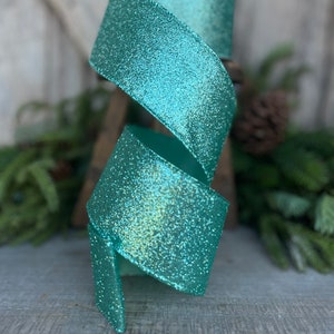 2.5" Teal Blue Diamond Dust Ribbon, Farrisilk Ribbon, Teal Ribbon ...