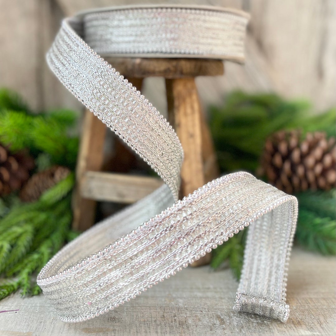 1" Silver Metallic Ribbon, Farrisilk Ribbon, Silver Metallic Jingle ...