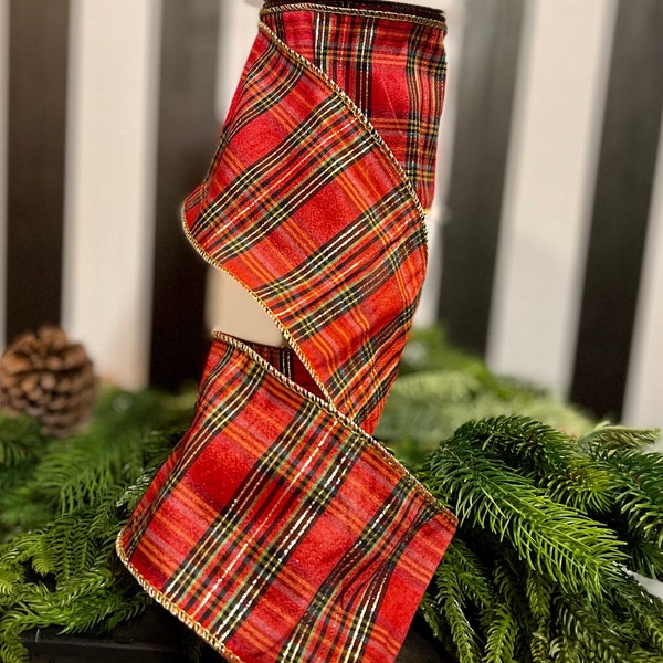 Red Plaid Ribbon - Etsy