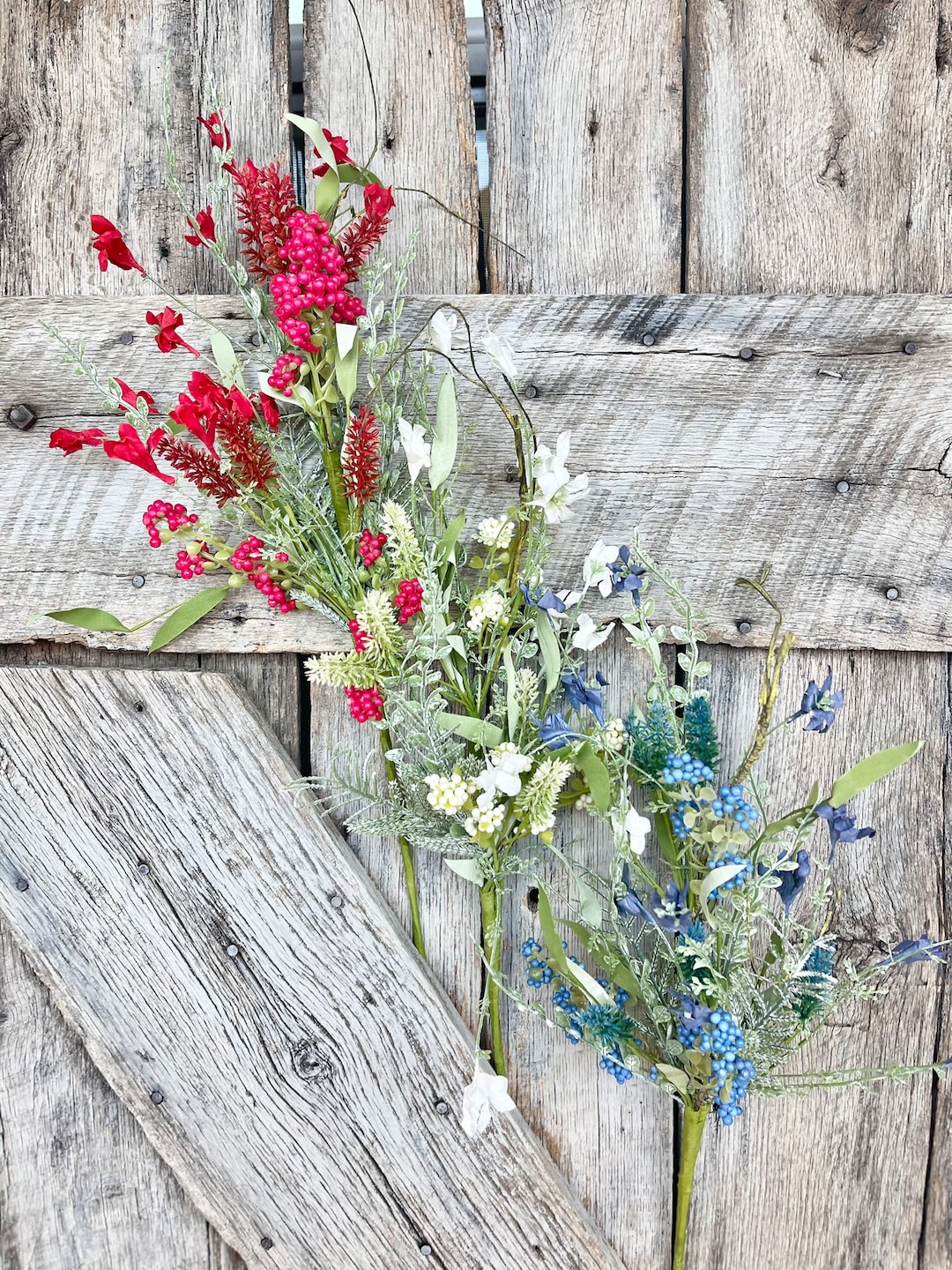 60919, 23" Red White Blue Lavender Floral Spray, Floral Filler Supply ...