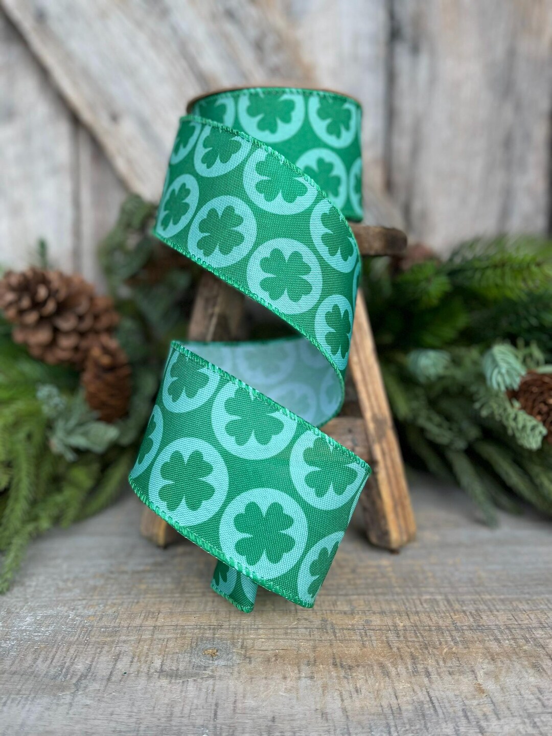 2.5" St Patricks Day Ribbon, 4 Leaf Clover Ribbon, St Pattys Day Ribbon ...