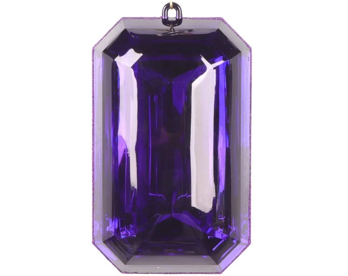 8" Purple Emerald Cut Jewel Ornament, Royal Purple Jewel Ornament ...