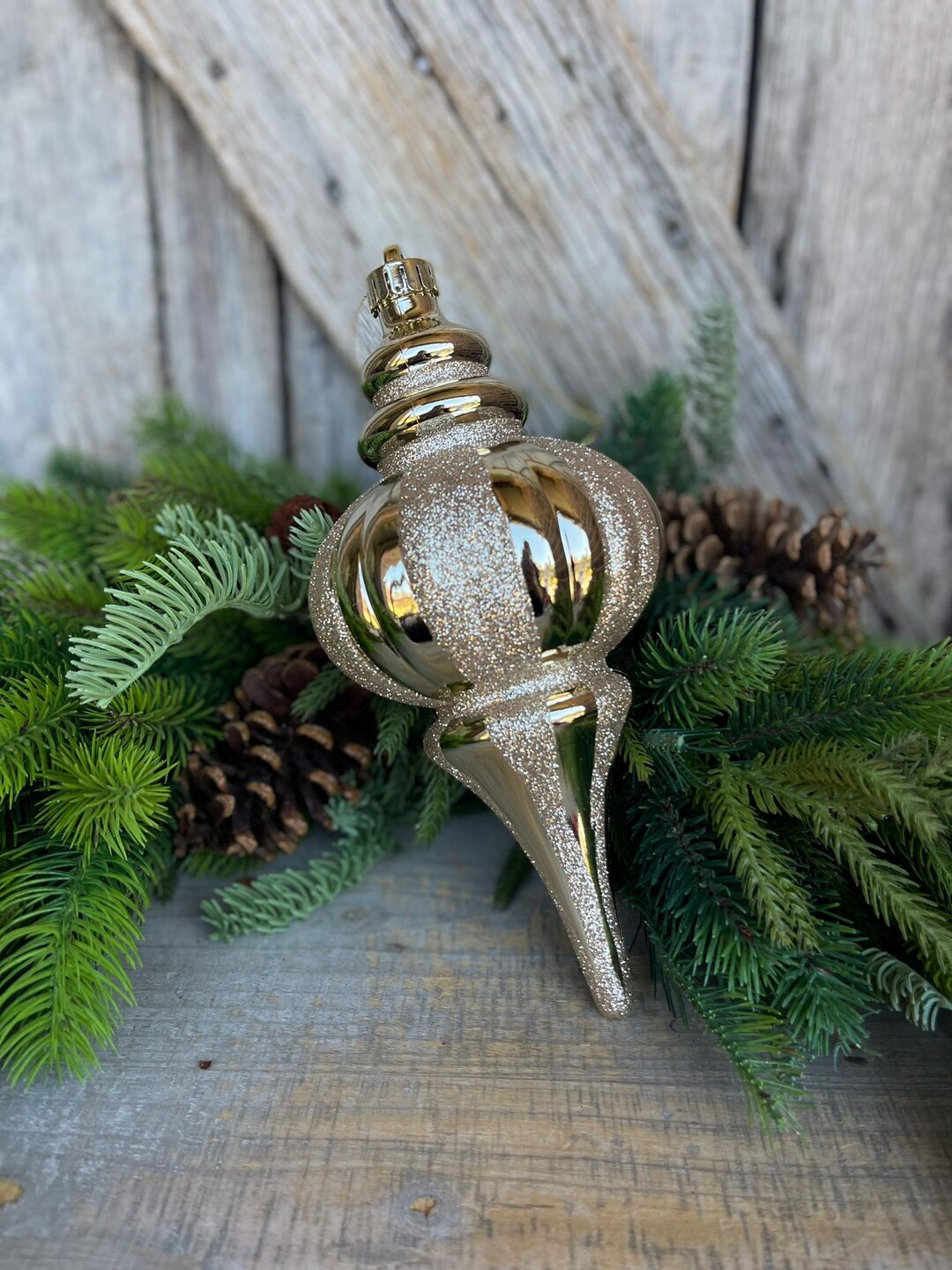 10 Champagne Gold Finial Ornament,shatterproof Ornament, Gold Ornaments ...