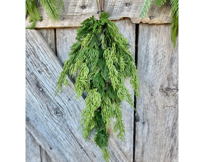 22" Real Touch Cedar Spray, Cedar Drop Spray, Pine Floral Stem, Green ...