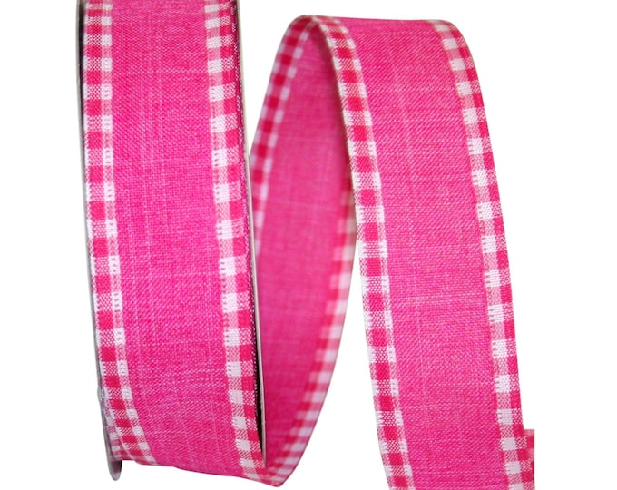 20 Yards, 1.5" Hot Pink Gingham Edge Ribbon, Hot Pink Gingham Check ...