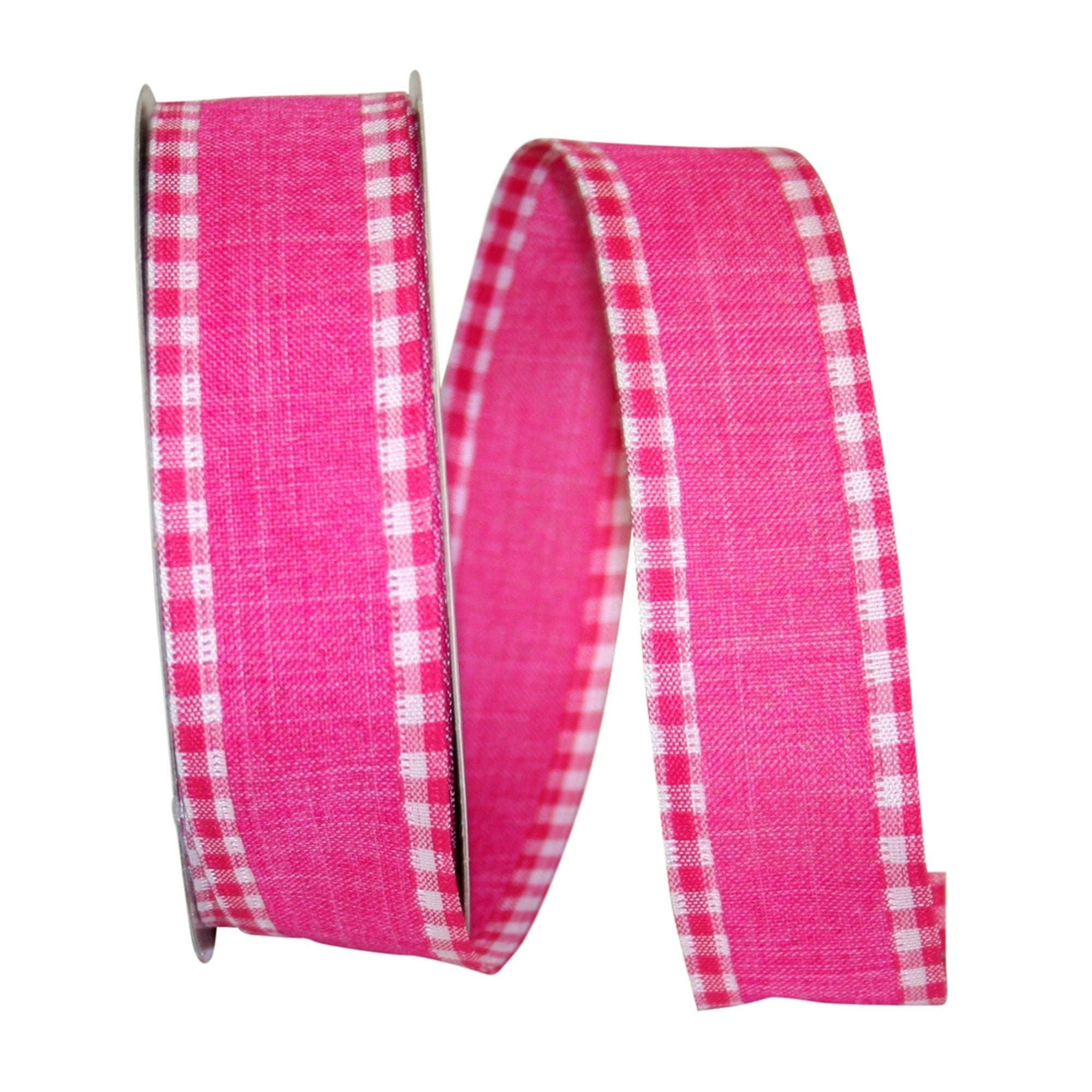 20 yards, 1.5 Hot Pink gingham edge ribbon, hot pink gingham check ...